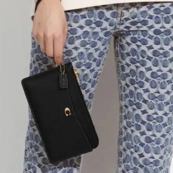 Coach | Accessories | Nwt 28 New Coach Black Leather Zip Wrislet | Poshmark